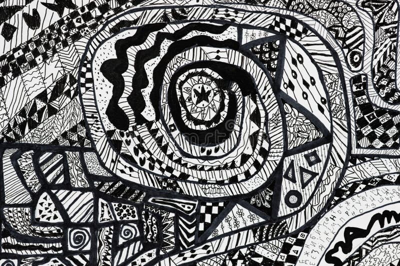 Intricate Black and White Abstract Pattern with Swirling Designs ...