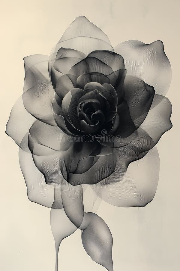 Intricate Black and White Abstract Rose Design with Elegant Curves ...