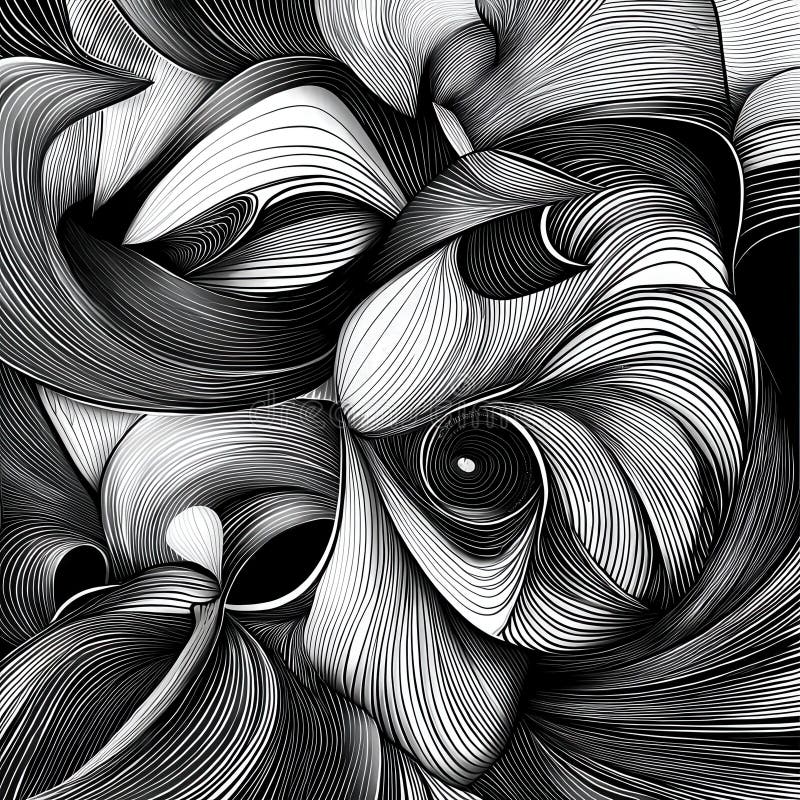 Intricate Black and White Abstract Wave Patterns Creating Dynamic ...