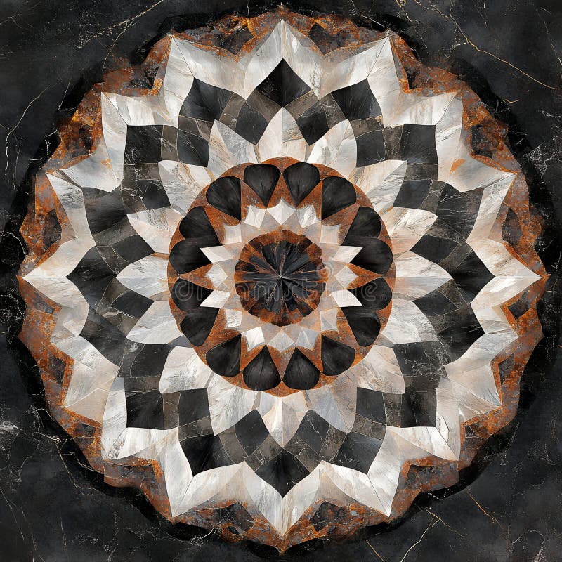 Intricate Black White Brown Mandala Design Artistic Mosaic Tile Pattern ...