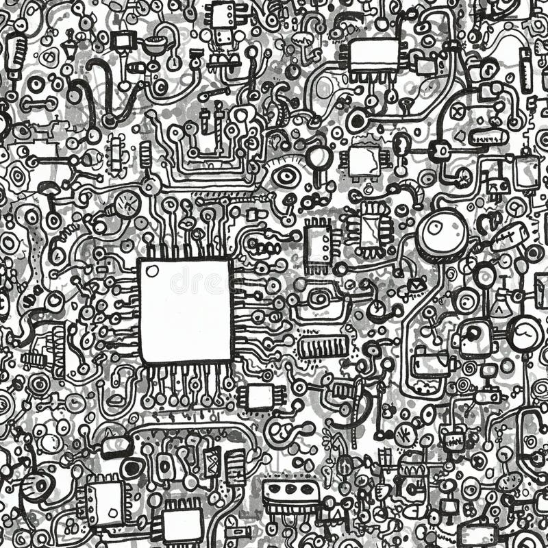 An Intricate Black-and-white Doodle Depicting a Chaotic, Dense Network ...
