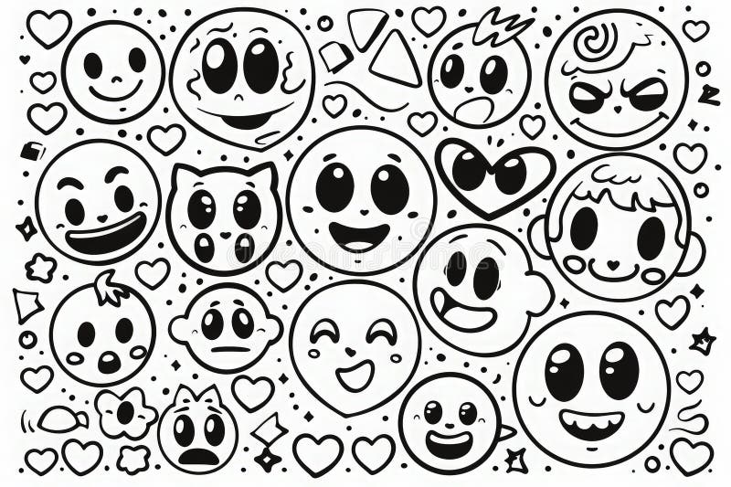 Cascading Joy a Whimsical Array of Smiley Faces Stock Illustration ...