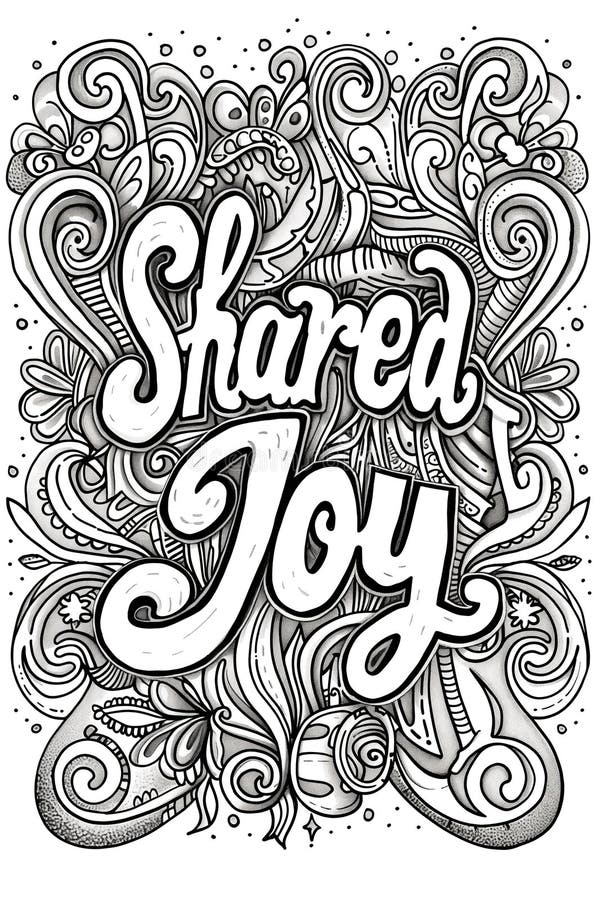 Intricate Black and White Floral Design with Shared Joy Handwritten ...