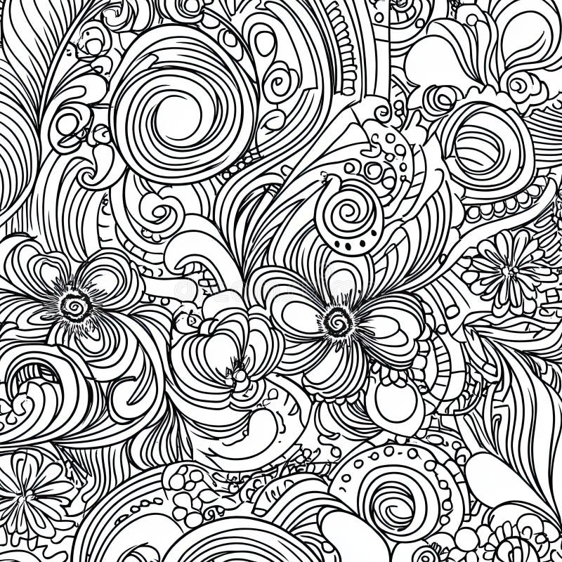 Intricate Black and White Floral Doodle Pattern Background for Design ...