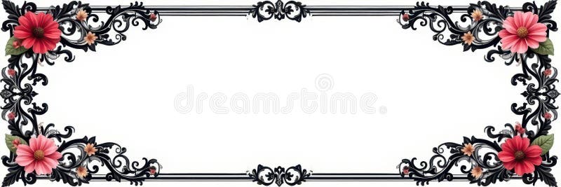 Intricate Black White Floral Frame, Victorian Style , Border, Scroll ...
