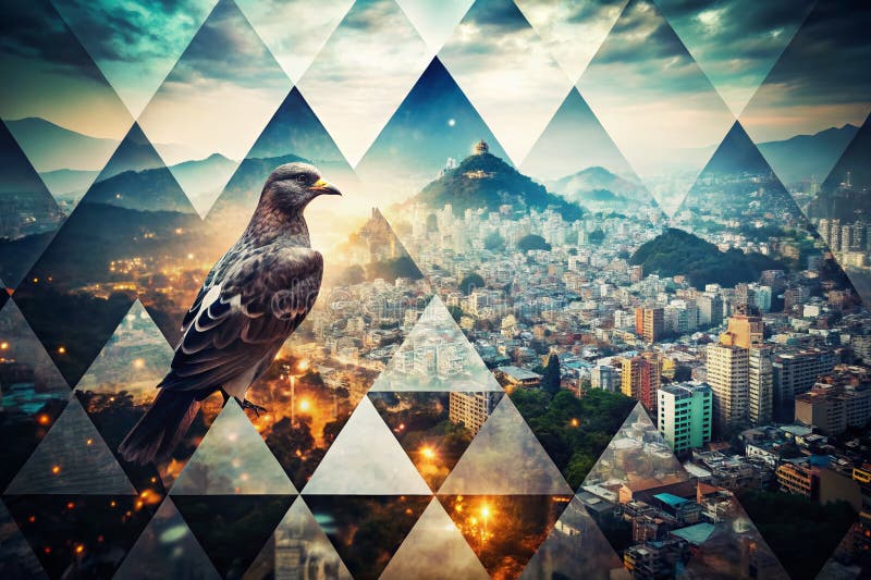 Intricate Black and White Geometric Design a Double Exposure of ...