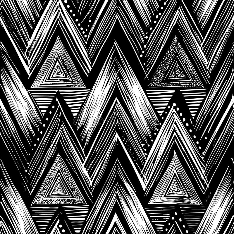Intricate Black and White Geometric Pattern Featuring Sharp Triangles ...
