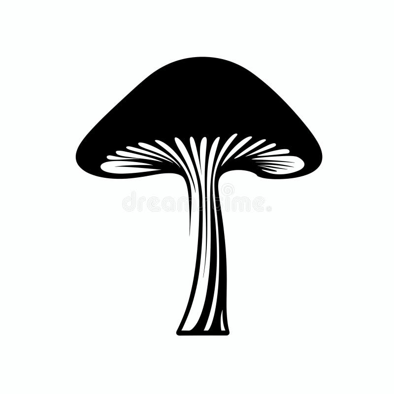 Intricate Black and White Illustration of a Mushroom with Detailed ...