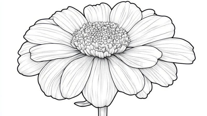 Intricate Black and White Line Art Illustration of a Daisy. Stock Photo ...