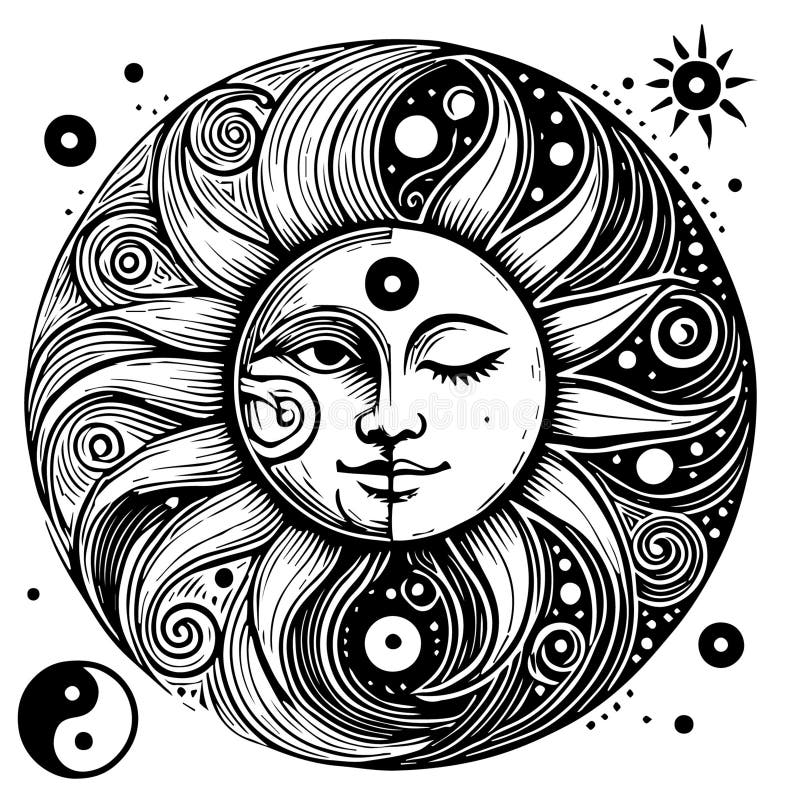 Intricate Black and White Mandala Design - Yin and Yang Symbol Pattern ...