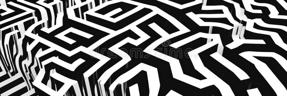 Intricate Black and White Maze Design with Contrasting Paths and ...