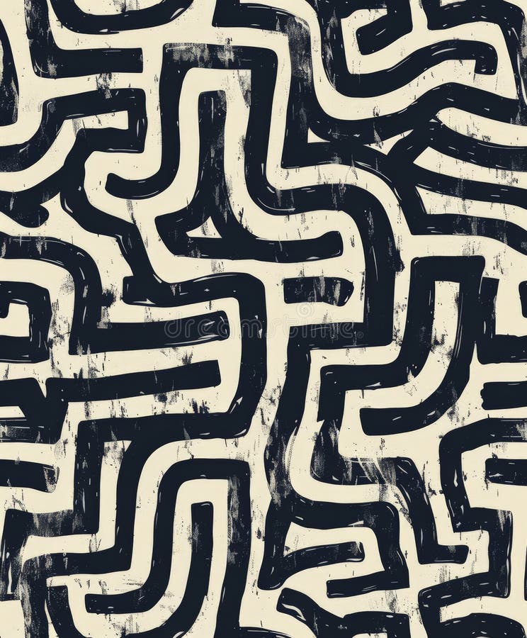 Intricate Black and White Maze Drawing Stock Illustration - Illustration of navigate, solution ...