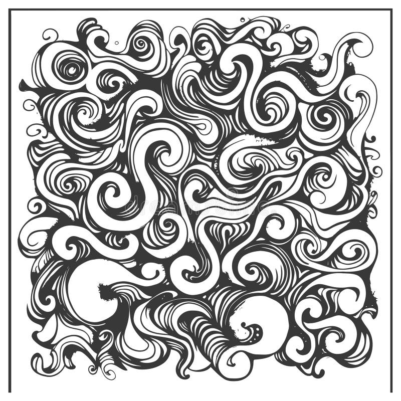 Abstract Swirling Black and White Doodle Pattern, Intricate Design ...