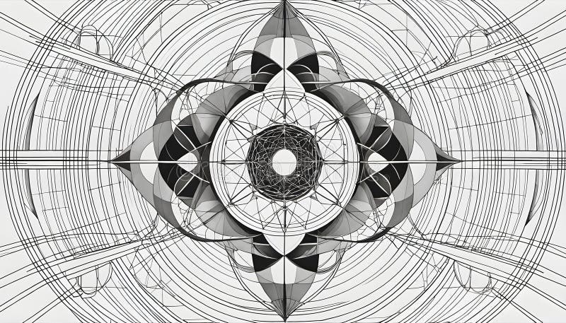Intricate Black and White Sacred Geometry Pattern Stock Image - Image ...
