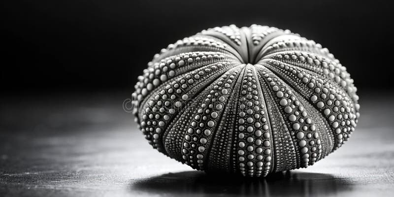 Intricate Black and White Sea Urchin Shell Macro a Dramatic CloseUp of ...