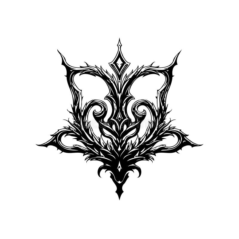 Intricate Monochromatic Symbol Displaying Floral and Angular ...
