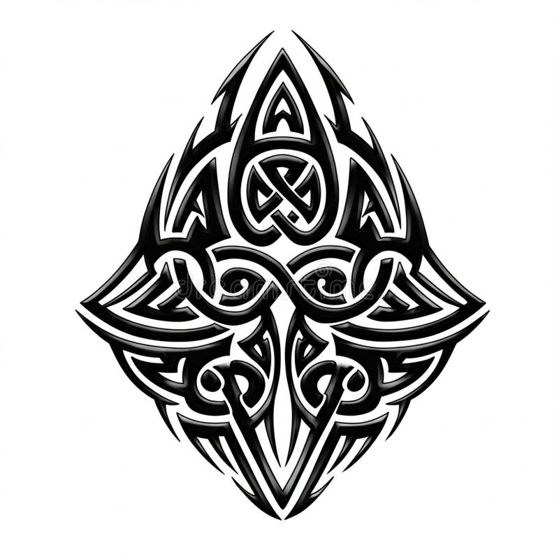 Intricate Black and White Tribal Tattoo Design Featuring Interlocking ...