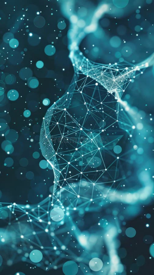 An Intricate Blue Abstract Design Featuring Intersecting Lines and Scattered Dots Creating a ...