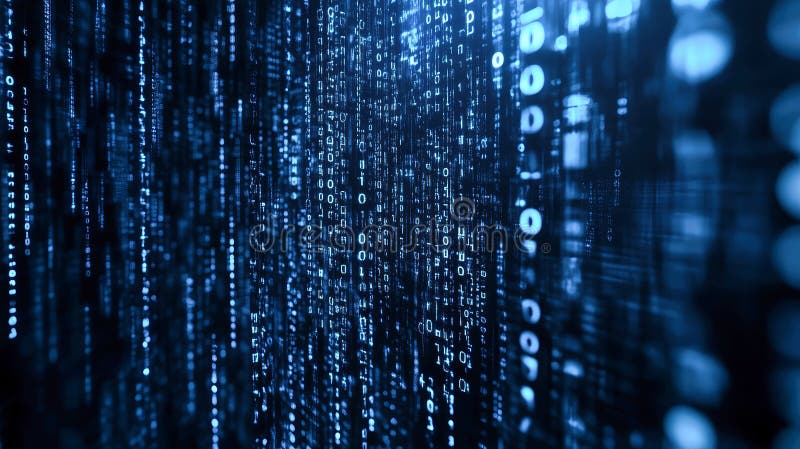 Intricate Blue Binary Code Flows Creating A Captivating Tech Inspired