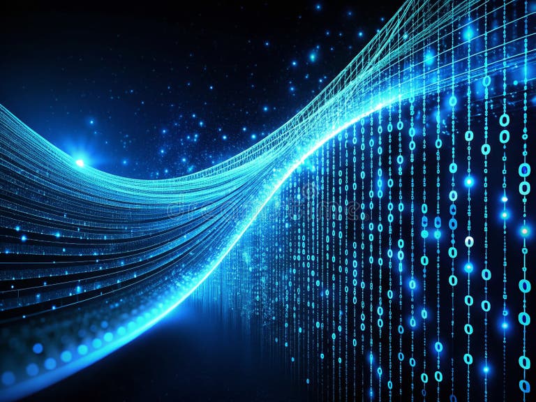 Intricate Blue Binary Code Stream an Abstract Visual Representation of Digital Data Flow on a ...