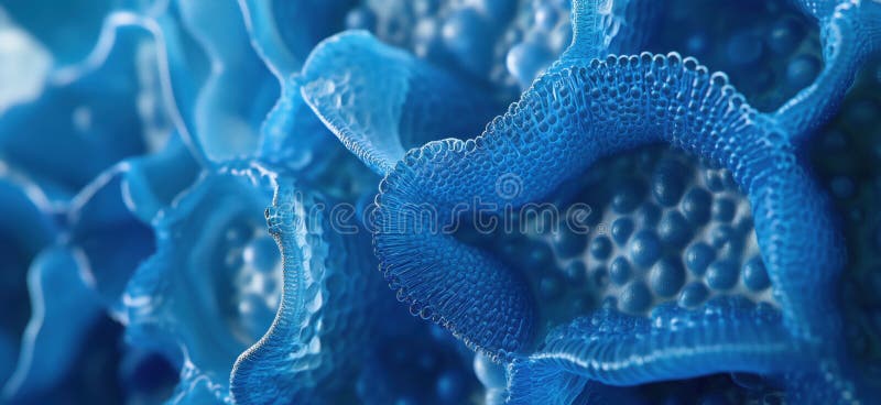 Intricate Blue Cellular Structure Showcasing Detailed Microscopic ...