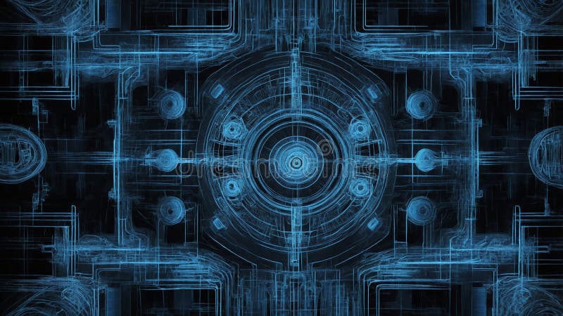 Intricate Blue Digital Circuitry Design with Abstract Patterns in ...