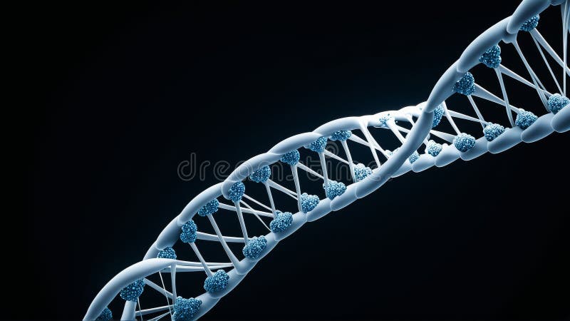 Intricate Blue Dna Strand Structure on Dark Background Stock Image ...