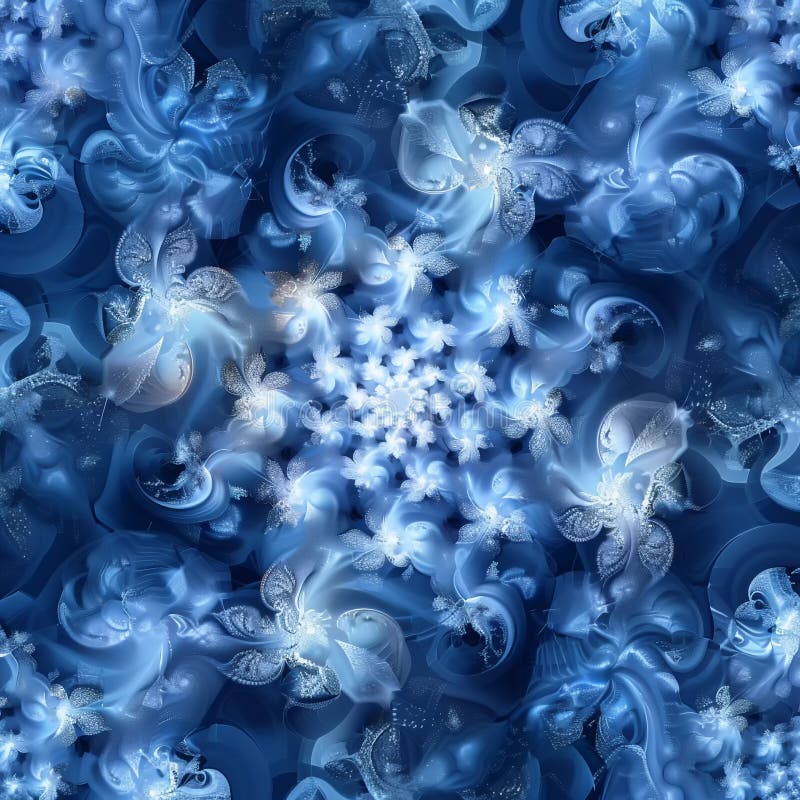 Intricate Blue Floral Pattern with Swirling Motifs and Gradients Stock ...