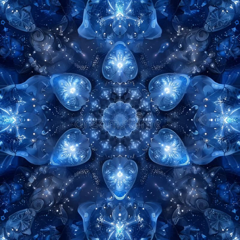 Intricate Blue Fractal Design Created with Digital Patterns and Shapes ...