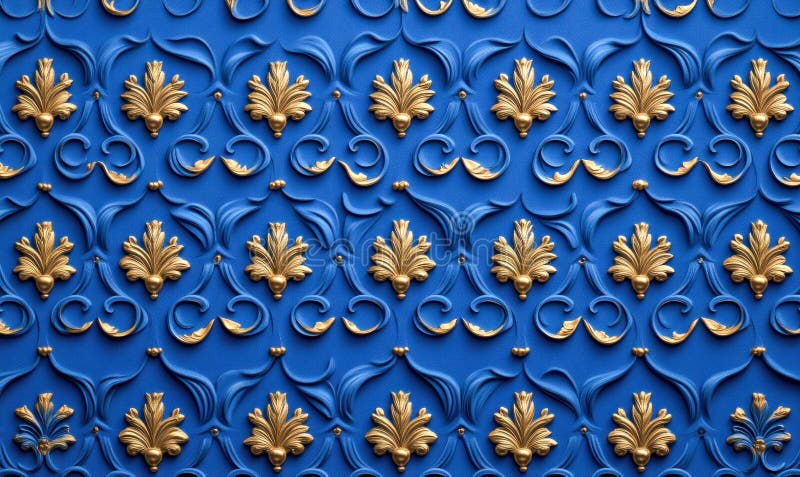 Intricate Blue and Gold Floral Pattern Creates a Luxurious and Elegant ...