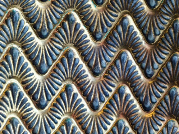 Elegant Blue and Gold Shell Pattern Creating a Beautiful Textured ...
