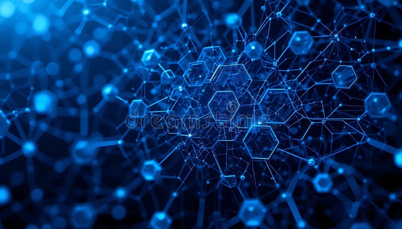 Intricate Blue Hexagon Network: a Deeply Saturated Abstract Artwork ...