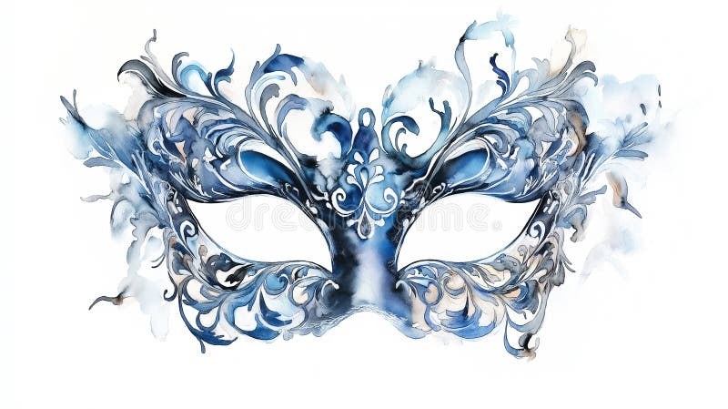 An Intricate, Blue Masquerade Mask with Silver Detailing, Both Elegant ...
