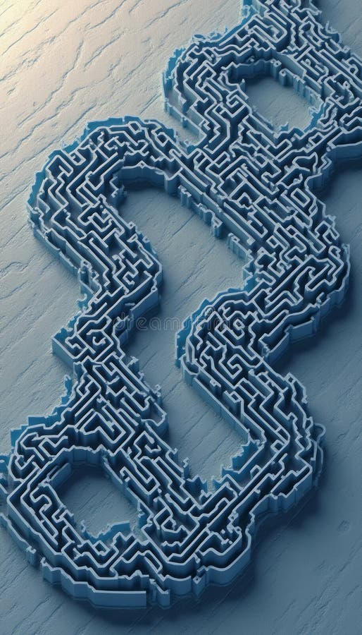 Intricate Blue Maze Design on Textured Surface Stock Photo - Image of ...