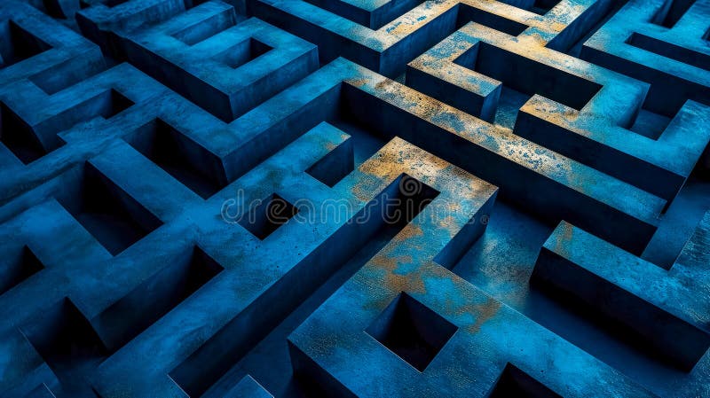 Intricate Blue Maze with a Textured Surface, Creating a Sense of ...