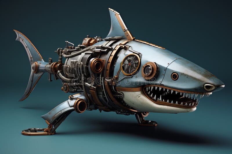 Mechanical Shark Sculpture on Transparent Background Stock Photo ...