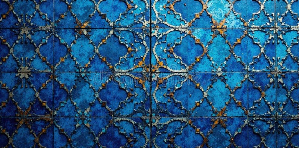 Intricate Blue Moroccan Tile Pattern, Rich Textures , Fabric, Home ...