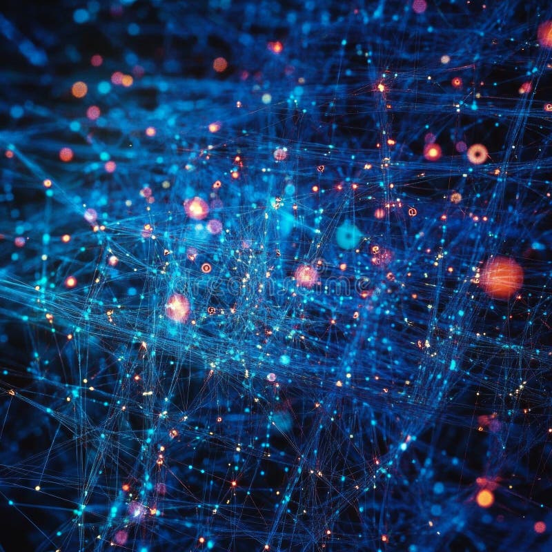 Intricate Blue Network of Data Points and Glowing Nodes in Digital ...