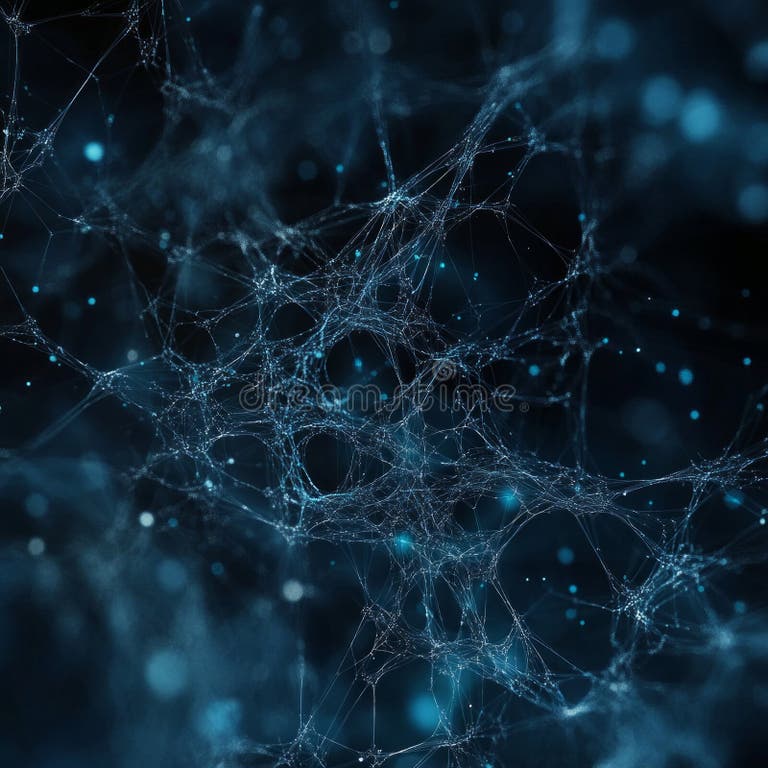Intricate Blue Neurons Network on Dark Background with Glowing ...