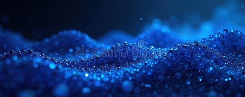 Intricate Blue Sapphire Wave Pattern Shimmers on a Black, Luminous ...