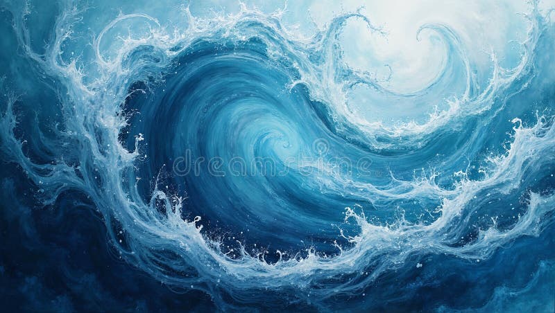 Intricate Blue and White Ocean Swirls with Foamy Waves Stock ...