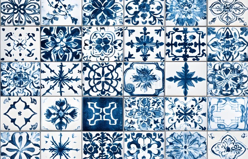 Intricate Blue and White Spanish Tile Pattern Stock Illustration ...
