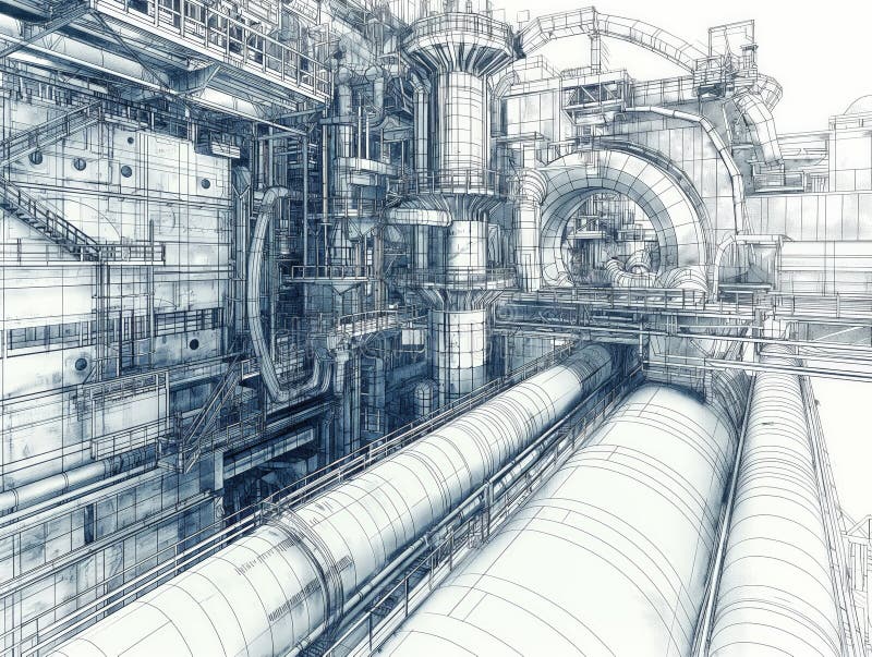 Industrial Blueprint Complexity Stock Image - Image of plant, machinery ...