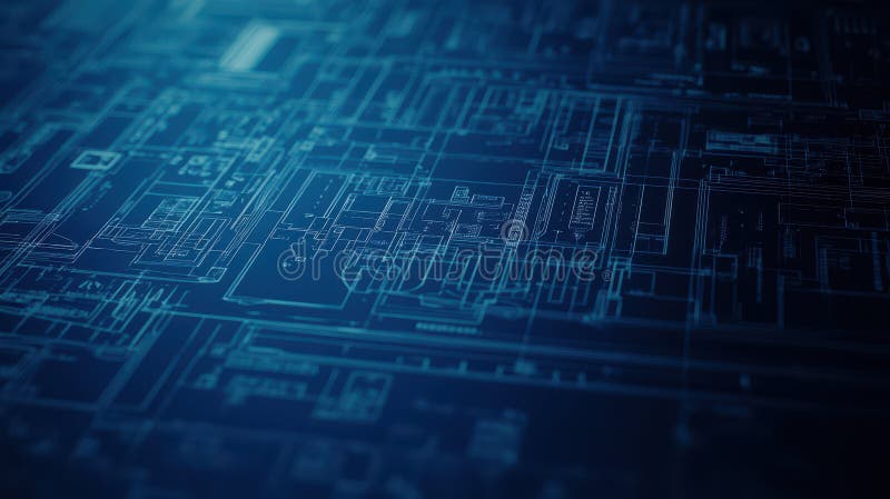 Intricate Blueprint a Detailed Architectural Plan in Monochromatic Blue ...