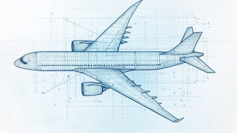 Detailed Blueprint of a Modern Aircraft Showcasing Design and ...