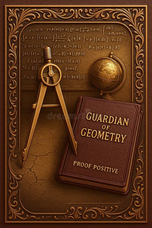 Intricate Book Cover Featuring Geometric Tools and Mathematical ...