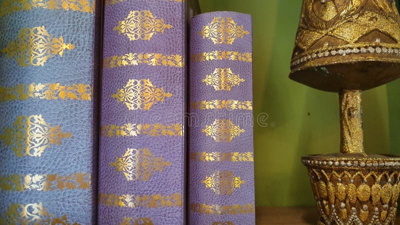 Books with Covers Laminated in Gold Stock Image - Image of interior ...