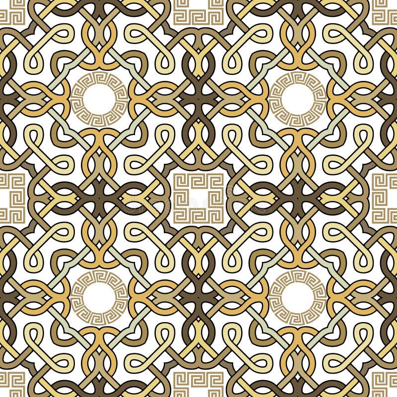 Intricate Bound Waves and Curves Greek Seamless Pattern. Beautiful ...