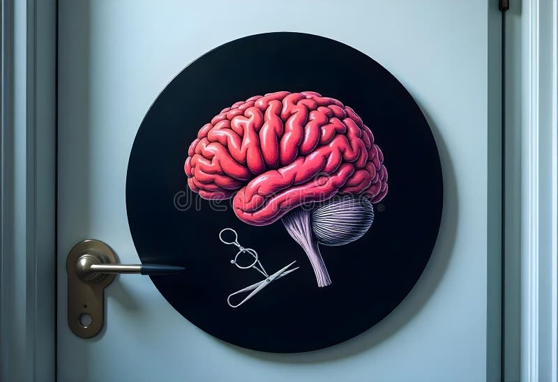 Intricate Brain Artwork on a Door, Blending Creativity and Science in a ...