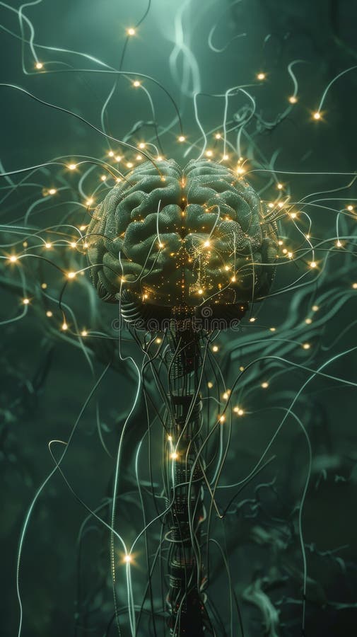 Intricate Brain Structure Connected by Wires Stock Photo - Image of ...